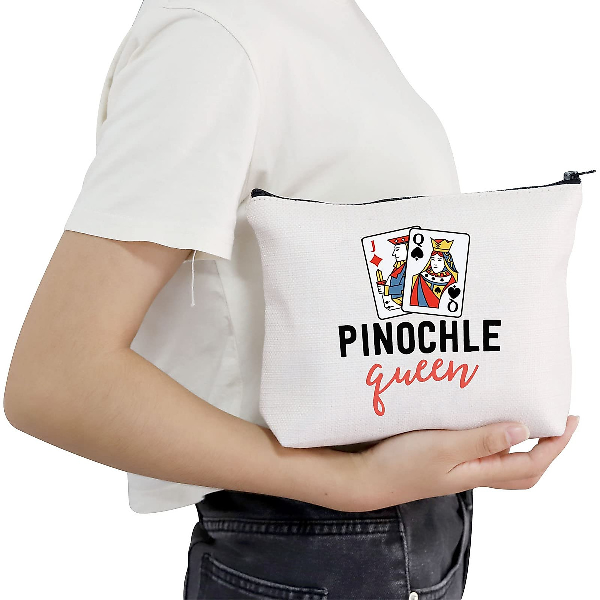 POFULL Pinochle Lover Gift Pinochle Queen Player Cosmetic Bags Pinochle Card Game Queen Gift (Pinochle Queen bag)