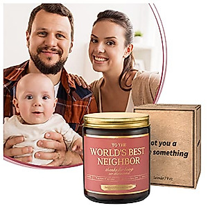 Worlds Best Neighbor - 9oz Handmade Soy Candle ; Cute Neighbor Gift for New Home, Farewell or Moving Away Gifts - Christmas Gifts for Neighbors, Housewarming Present for The Best Neighbor Ever