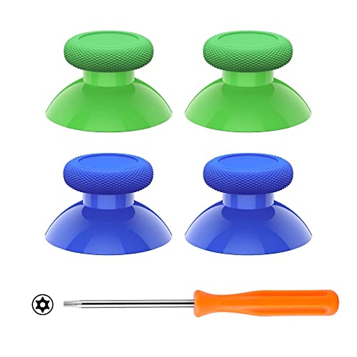 eXtremeRate Replacement Controller Joystick for Xbox One - 4 PCS Green & Blue Thumbsticks Analog Thumb Sticks Parts for Xbox Series X/S, Xbox One S/X, Elite Controller with Repair Kit Screwdriver