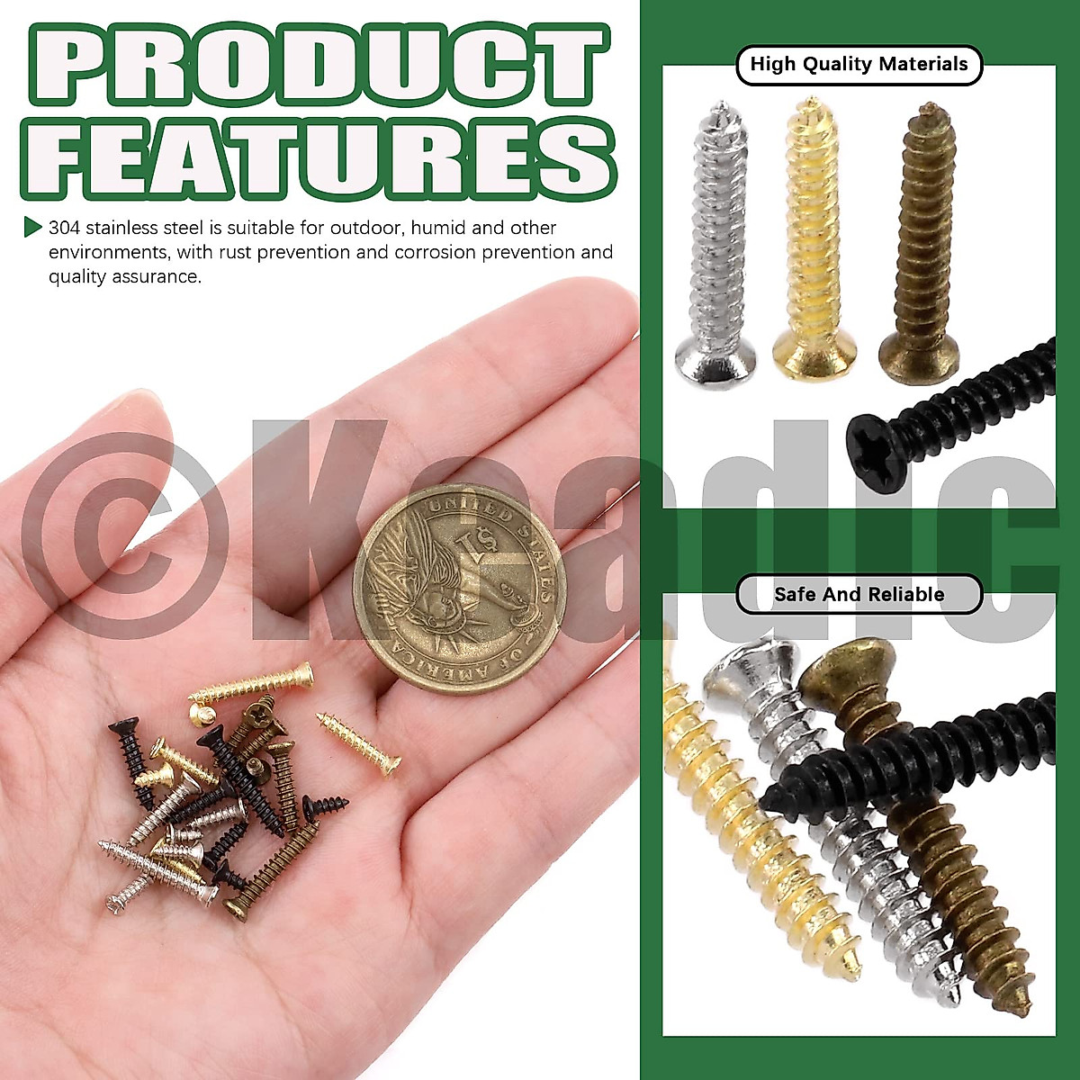 Keadic 2200 Pcs 4 Color Small Self Tapping Screws Assortment Kit, M2*5/6/8/10mm M2.6 * 12/16mm Self-Drilling Flat Cross Head Mini Wood Screw with Plastic Case (Black, Bronze, Silver, Gold)