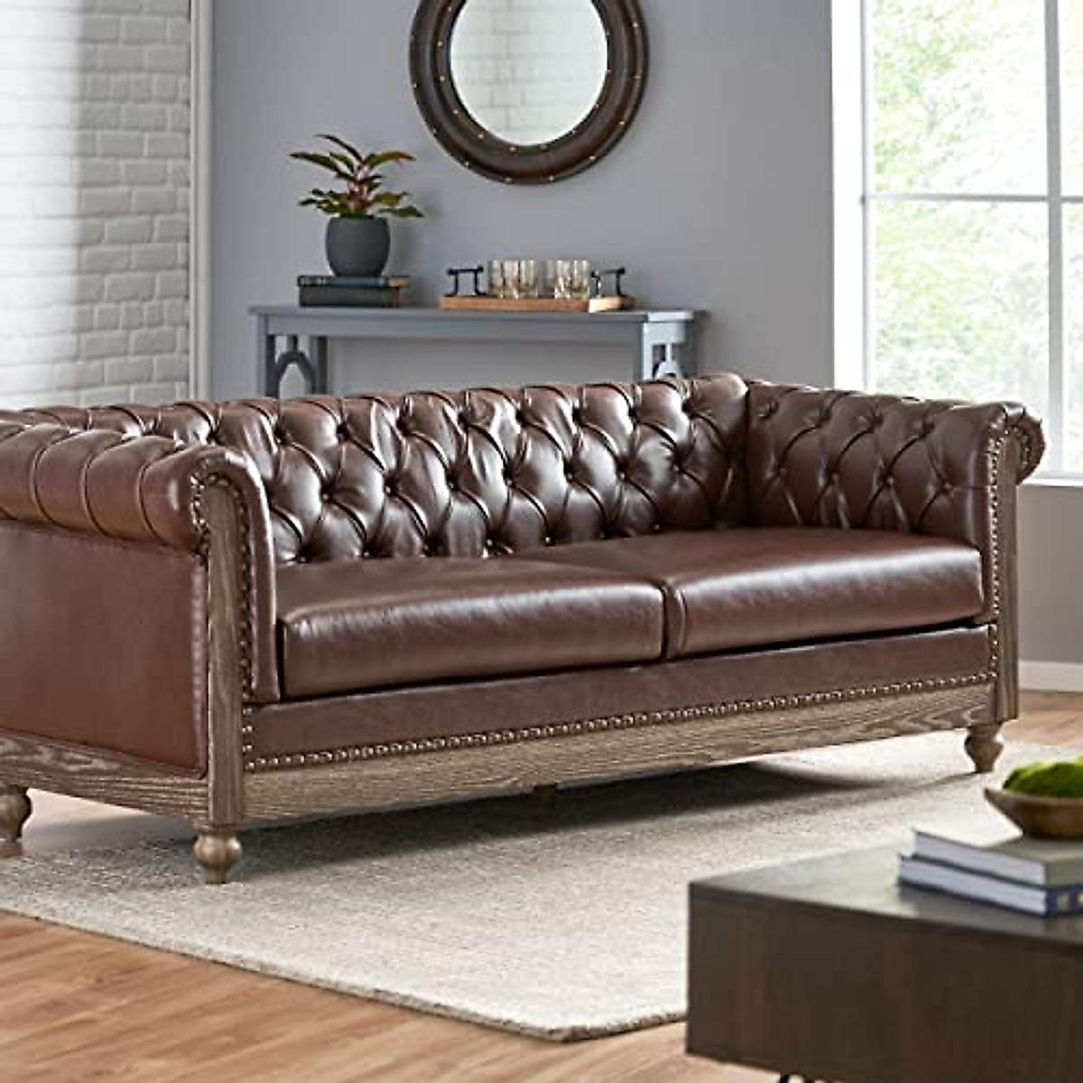 Christopher Knight Home Castalia Sofas, Dark Brown + Natural