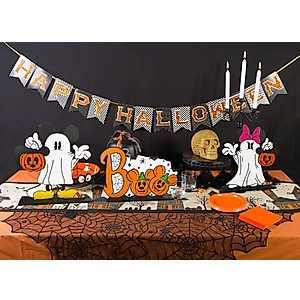 3PCS Halloween Mouse Wooden Table Centerpieces Halloween Mouse Decorations Boo Sign Table Centerpiece for Halloween Happy Halloween Mouse Pumpkin Table Topper for Halloween Party Supplies