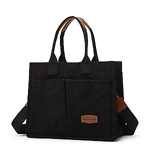 Tote Bag for Women Fashion Corduroy Handbags Casual Hobo Messenger Bag Canvas Shoulder Bag with Multi-pocket