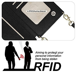 Bocasal Crossbody Wallet Case for iPhone 13 Pro Max with RFID Blocking Card Slot Holder, Magnetic Flip Folio Purse Case, PU Leather Zipper Handbag with Detachable Lanyard Strap 6.7 Inch 5G (Black)