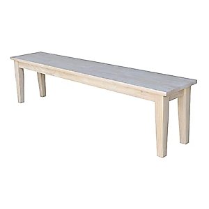 IC International Concepts International Concepts Shaker Style Unfinished Bench, 72" x 14" x 18"