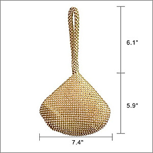 Women's Evening Bag Sparkly Rhinestone Purse Triangle Designer Wrist Clutch Purse for Party Prom Wedding Purse Gold