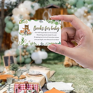 skuhyyg 25 Woodland Baby Shower Invitations with Envelopes，Woodland Diaper Raffle Tickets & Book Request Cards, Woodland Animal Stickers, thank you for showering our little one with love