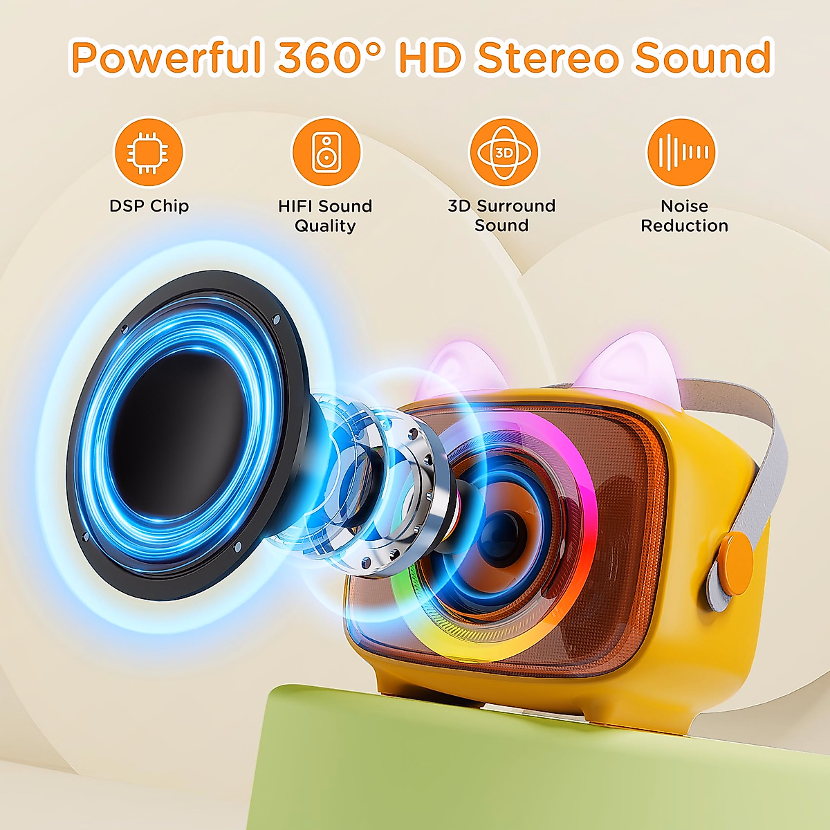 BIGASUO Kids Karaoke Machine, Portable Bluetooth Speaker with 2 Wireless Microphones, Music Toys for Girls & Boys, Birthday Gifts for Toddlers Kids Age 4, 5, 6, 7, 8, 9, 10+ Year Old