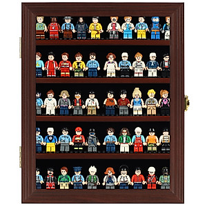 DisplayGifts Minifigures Dimensions Display Case Thimble Wall Mount Cabinet Door Lockable LG-CN30 Mahogany