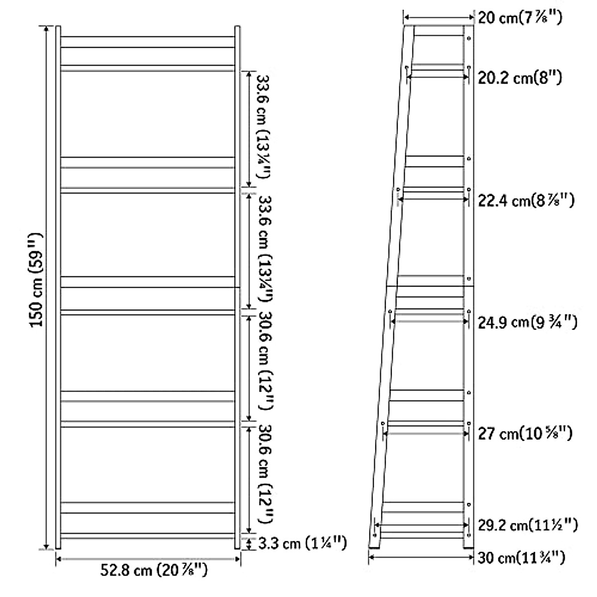 WTZ Upgraded Bookshelf, Storage Book Shelves, 5 Tier Tall Bookcase, Modern Open Ladder Shelf for Bedroom, Living Room, Bathroom, Kids Room, Office, MC-509 (Black)