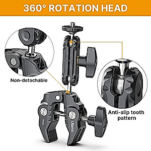 R094 Super Clamp Multi-Functional Camera C Clamp Mount, 1/4" Ball Head Monitor Mount 3/8" Hole Adjustable Video Shooting, Mobile Clamp for Gopro Action INSTA360 Cam, Vlog Cam Selfie Live Streaming