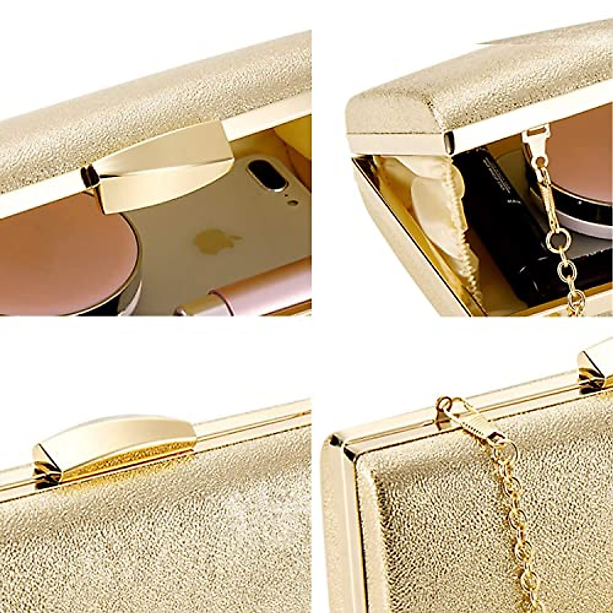 KamostarX Evening Bag For Women Evening Purses and Clutches Gold Clutch Purse handbag Crossbody Shoulder Wedding Bride Purse