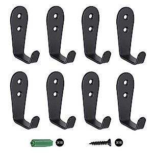 MANMILAI Wall Hooks 8 Pcs,Coat Hooks, Stainless Steel Hook, Garage, Luggage Key Hook, Bathroom Kitchen Dining Room,Heavy Duty, Indoor and Outdoor Hooks (Black)