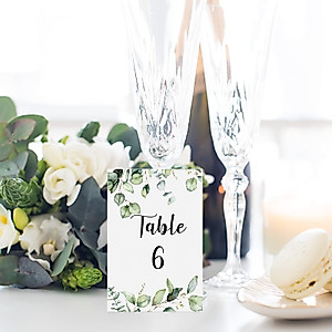31 Pieces Wedding Table Numbers Cards 1-30 with Head Table Numbers Greenery Eucalyptus Table Cards Double Sided Party Table Numbers for Reception Baby Shower Anniversary Birthday Bridal Party