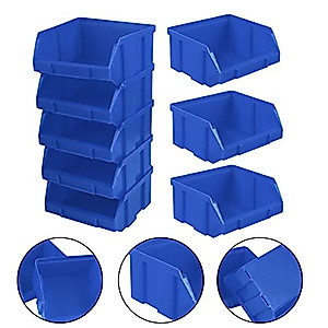 NUOBESTY 10Pcs Stackable Garage Storage Bins Stacking Containers Plastic Storage Bin Package Storage Box Plastic Box Storage Container (Blue)