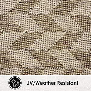 Nicole Miller New York Patio Country Calla Contemporary Herringbone Indoor/Outdoor Area Rug, Brown/Beige, 5'2"x7'2"