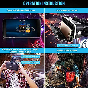 VR SHINECON VR Headset Compatible with iPhone & Android Virtual Reality VR Goggles