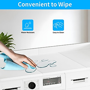 PLYFOU Over Washer and Dryer Countertop with Edge Rails, Black Melamine Frosted Surface for Laundry Room Storage and Organization, 27.5" W x 54" L x 2.6" H