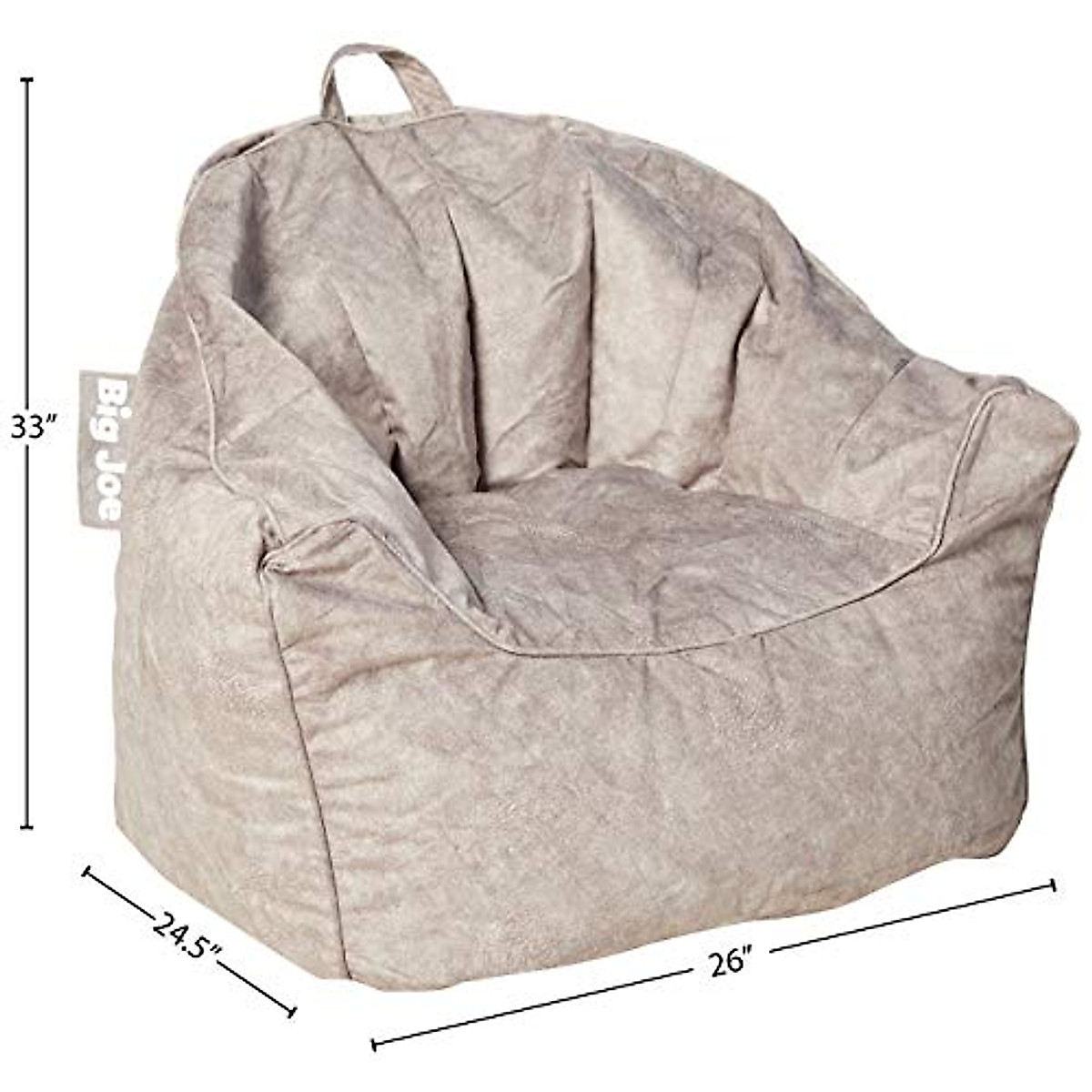 Big Joe Hug Bean Bag Chair, Gray Hyde, Faux Polyester Blend, 3 feet