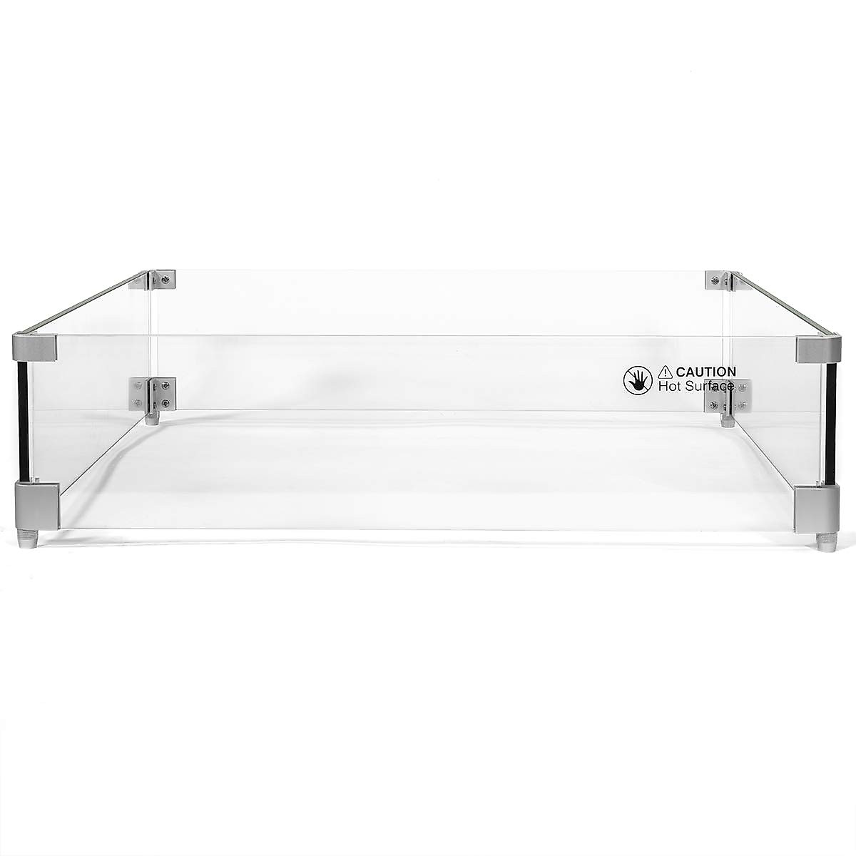 Barton 24" x 24" inch Outdoor Fire Pit Wind Guard Tempered Glass 8mm Thickness Square Wind Guard Fence Fire-Resistant Wind Screens