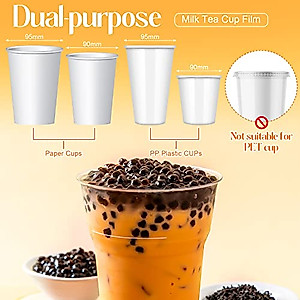 2 Rolls Cup Sealer Film Cup Plastic Tea Cup Sealing Film 90-105 mm 6400 Cups Sealer Film for PP Plastic Paper Cups