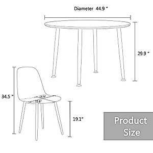 Round Dining Table Set for 4,White Wooden Kitchen Table and Chairs for Small Dining Room, Marble-Like Table Top with Metal Legs,5 Pieces Modern kitchen & dining room sets, Perfect for Dining Room