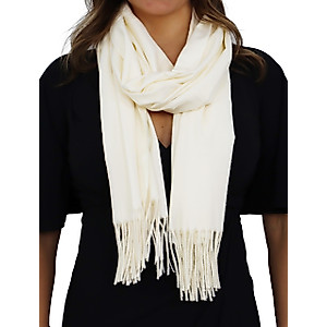 Ocomfly 100% Pashmina Scarf for Women - Premium Womens Scarves. Gift Boxed. Wrap or Coverup. Ultra Soft and Warm. Limited Available - White