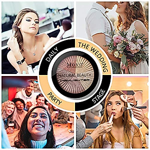 Movo Highlighter Palette Highlighter Powder Makeup Palette 5 Shades Glow Bronzer Face Illuminator Makeup Palette Kit(Bronzer)