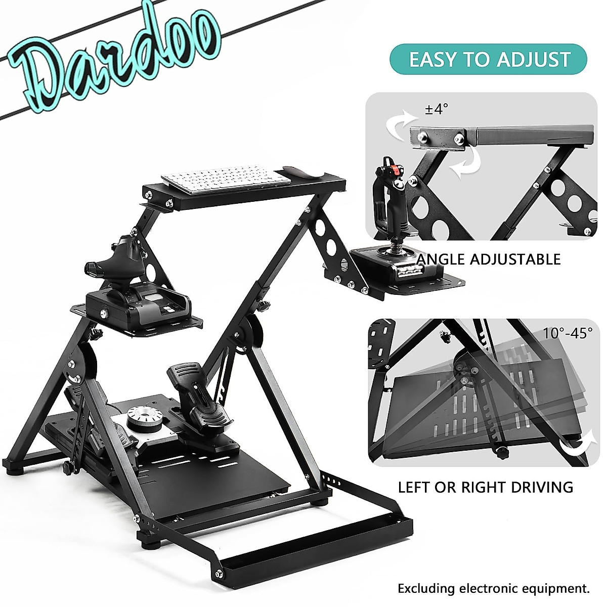Dardoo G920 X Type Flight Racing Simulator Cockpit Frame Fit for Logitech/Thrustmaster G25 G27 G29 G923 T128X T248 T300 T458,Foldable Adjustable Driving Wheel Stand,No Wheel,Pedal,Handbrake & Shifter