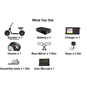 H4-Pro 2000W Electric Scooter Adult Citycoco 37.5mph One-Button Start Front and Rear Disc Brakes 60V 21.8Ah Removable Lithium Battery with Large Display