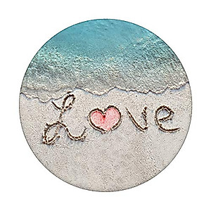 Beach Sand Love Heart Ocean Water Lover PopSockets Swappable PopGrip