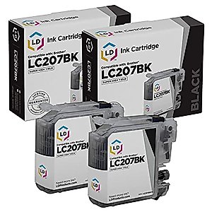 LD Compatible Ink Cartridge Replacement for Brother LC207BK Super High Yield (Black, 2-Pack)