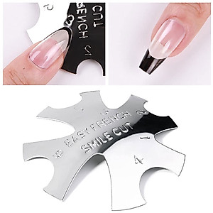 French Cutter for Nails, Lokyango 3pcs French Tip Cutter Edge Trimmer Easy Smile Line Acrylic V Cut Nail with 2pcs Brush, 1pcs Cutting Knife, 5 Spare Blades 7 Piece Set (A)