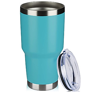 MEWAY 30oz Tumbler Double Wall Vacuum Insulated Travel Mug, Stainless Steel Tumbler with Lid, Durable Powder Coated Insulated Coffee Cup for Cold & Hot Drinks (Lake Blue,1 PACK)