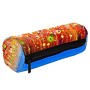 Abstract Flowers Field Watercolor Painting Pencil Bag Pen Case Stationary Case Pencil Pouch Desk Organizer Makeup Cosmetic Bag for School Office