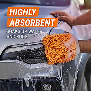 Armor All Microfiber Car Wash Mitt, Car Wash Glove for Clean Cars, Trucks, Motorcycles, 2 Each