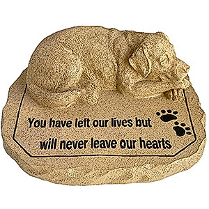 Lily's Home Weather Resistant Outdoor Memorial Garden Headstone with Dog Figurine
