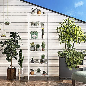 NATRKE 6-Tier Storage Shelf Wire Shelving Unit, Adjustable Heavy Duty Storage Shelves for Kitchen Organization, with Leveling Feet, White (21.26 Lx12 Wx69 H)