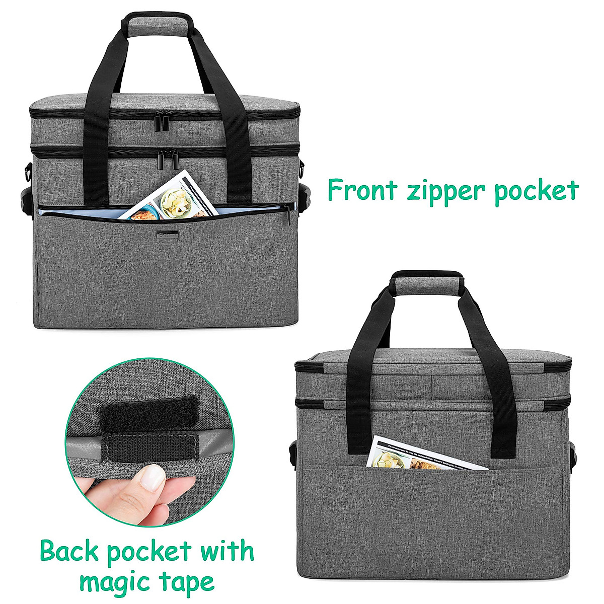 YARWO 2024 New Slow Cooker Bag Compatible with Crock-Pot and Hamilton Beach 6-8 Quart Oval Slow Cooker, Double Layers Slow Cooker Travel Carrier for kitchen Appliance and Accessories, Gray (Bag Only)