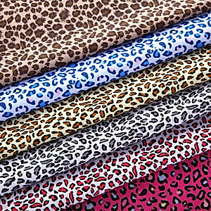 6 Pieces 19 x 19 Inch Leopard Print Fabric Animal Leopard Quilting Fabric Cotton Patchwork Squares Bundle Sewing Craft Fabric for Handmade Craft Making Supplies