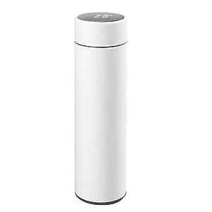 500ml Thermos Stainless Steel Double Wall Vacuum Flask Smart Water Bottle with LED Screen for Temp (White)