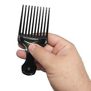 Vakly Hair Pick Comb - Wide Tooth Afro Lifts, Pack of 4 Combs - 5.25 Inch - for Hair Styling, Lifting, Detangling, Adding Volume for Long Curly and Thick Hair, Wigs and Beards for Men & Women