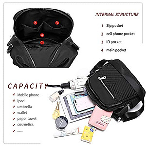 Women Backpack Purse Mini Backpacks for Girls Waterproof Nylon Shoulder Bag (NEWBlack)