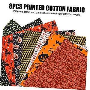 NOLITOY 8pcs Pumpkin Cotton Fabric Camo Fabric Quilting Fabric Halloween Fabric Halloween Patchwork Precut Fabric Scraps Owl Bat Ghost Patchwork Halloween Cotton Fabric Color Fabric Gift