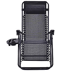 Casart Set of 2 PC Folding Lounge Chair, Outdoor Zero Gravity Recliner Chairs with Cup Holder, Perfect for Yard, Beach and Patio