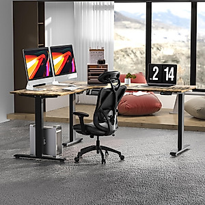 ExaDesk Upgrade Version 63 * 55 inch L Shaped Electric Adjustable Height Standing Desk, Corner Stand Up Desk, Sit Stand Computer L Desk for Gaming Office