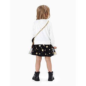 L.O.L. Surprise! Girl Birthday Skirt Set with Cute Bag, Long Sleeve Print Pullover Tee Mesh Tutu Skirts 3 Piece Outfit Set
