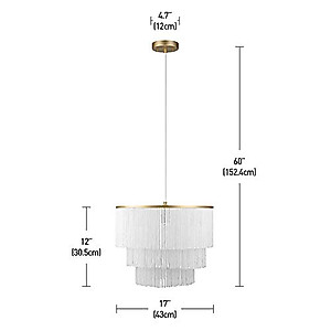 Globe Electric 61093 Janis Pendant Lighting, White with Fringe