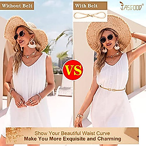 JASGOOD Women Skinny Metal Waist Belt Gold Waistband Elastic Metal Chain Waist Belt for Dress