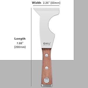 CHILI TOOLS Stainless Steel 5 in 1 Painters Tool with Wood Handle and Metal Hammer End, Made in Taiwan | Spackle Caulk Remover | Roller Cleaner | Putty Knife | Wallpaper Scraper | Can Bottle Opener